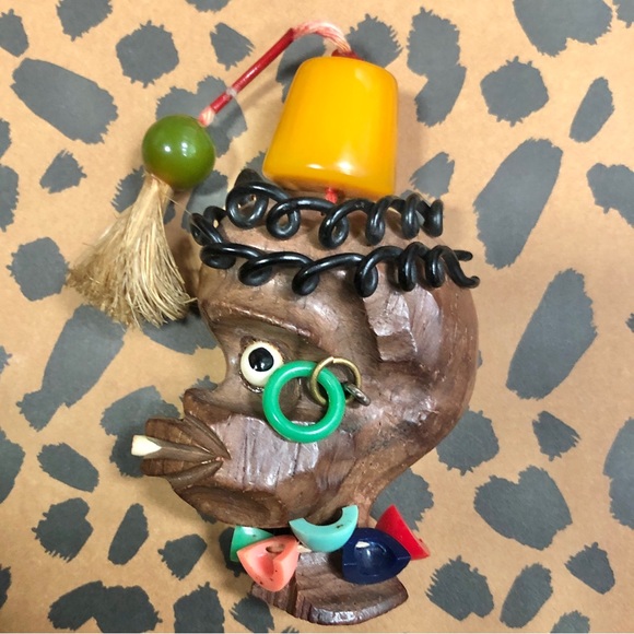 Jewelry | Vintage 194s Carved Wood Bakelite African Bust Head Brooch ...